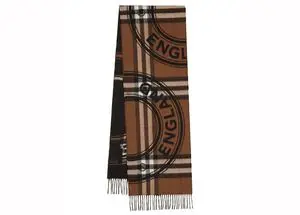 Burberry Logo Checked Fringed Scarf - Dark Birch Brown