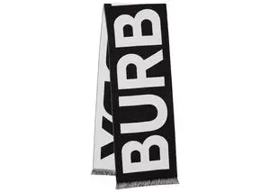 Burberry Logo Wool Jacquard Scarf - Black