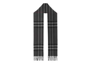 Burberry The Classic Check Cashmere Scarf - Charcoal