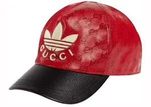 Gucci X Adidas Gg Allover Logo Cap - Red/black