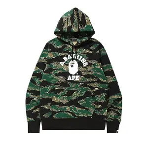 A BATHING APE Tiger Camo College Pullover Hoodie - Green