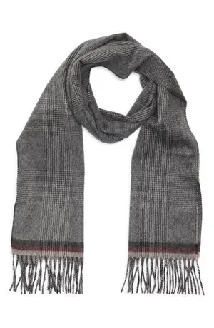 Nordstrom Plaid Cashmere Scarf Charcoal
