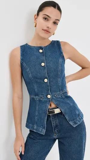 REFORMATION Ophelia Denim Top
