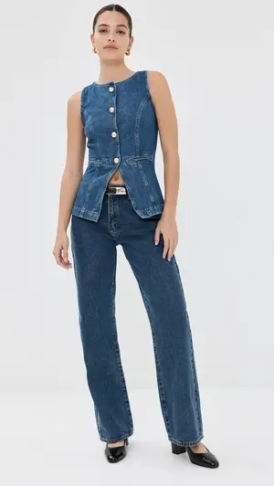 REFORMATION Ophelia Denim Top