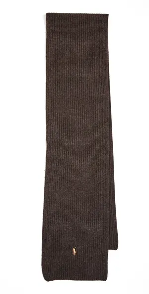 Polo Ralph Lauren Signature Knit Scarf - Dark Brown Heather