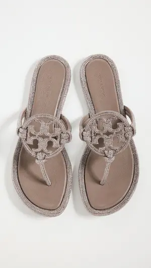 Tory Burch Miller Knotted Pave Sandals - Dark Clay