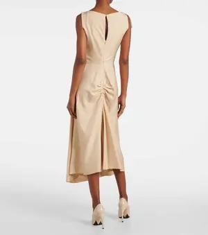 Victoria Beckham Deconstructed Gathered Midi Dress