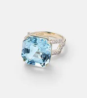 Mateo 14kt Ring With Topaz And Diamonds - Gold