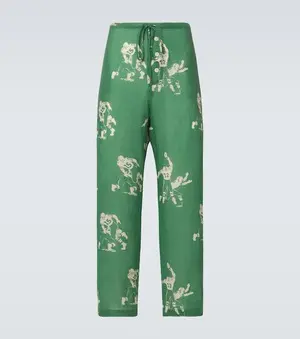 BODE Football Linen Pajama Pants - Green
