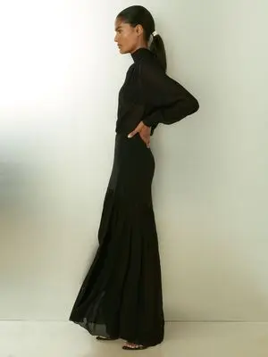 REISS Octavia Sheer Jersey Maxi Dress