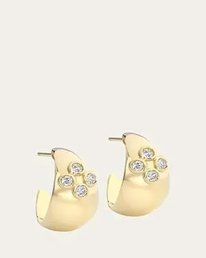 L. KLEIN 18k Hoop Diamond Earrings - Gold