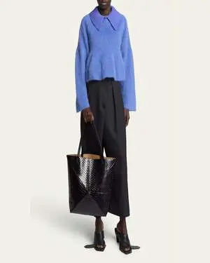 Loewe Puzzle Fold Large Patent Python-embossed Tote Bag