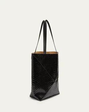 Loewe Puzzle Fold Large Patent Python-embossed Tote Bag
