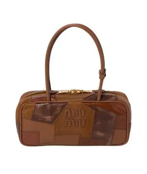 Miu Miu Beau Leather Patchwork Bag - Cognac