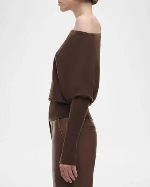 Simkhai SIMKHAI Lavina Draped Sweater Chocolate