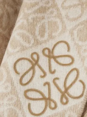 Loewe Fringed Wool And Cashmere-blend Jacquard Scarf - Neutrals