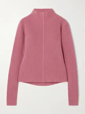 Rick Owens Maglia Ribbed Cashmere And Wool-blend Turtleneck Sweater - Pink