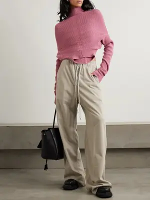 Rick Owens Maglia Ribbed Cashmere And Wool-blend Turtleneck Sweater - Pink