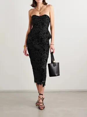 Cara Cara Martin Velvet-guipure Lace Strapless Top
