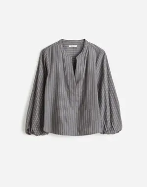 Madewell Pinstripe Flannel V-neck Top