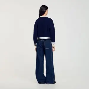 Sandro Cable Knit Polo Sweater