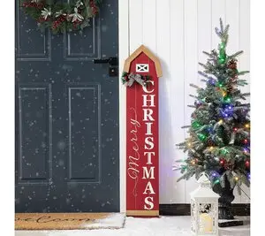 GLITZHOME 42' Christmas Merry Christmas House S Hape Porch Sign - One-color