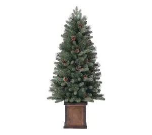 HAUTE DECOR 4.5' Prelit Brookdale Fir Potted Tr Ee - One-color