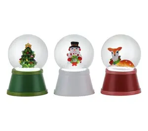 MR. CHRISTMAS Set Of 3 Mini Lit Snow Globes - One-color