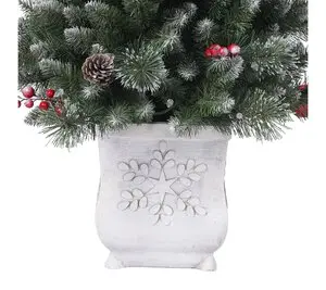 HAUTE DECOR 4.5' Prelit Frosted Ithica Pine Pot Ted Tree