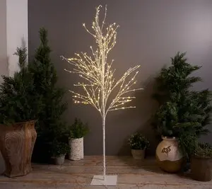 BETHLEHEM LIGHTS 4' Illuminated Crystal Birch Tree - One-color