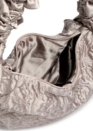DAMSON MADDER Ruched Satin Shoulder Bag