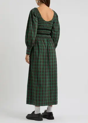 DAMSON MADDER Elle Checked Cotton Midi Dress