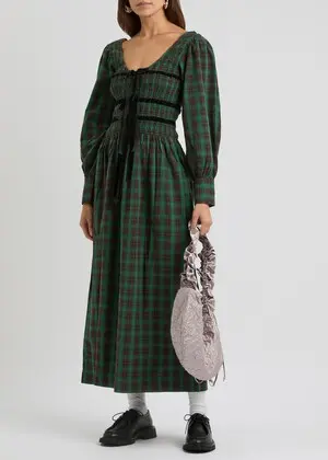 DAMSON MADDER Elle Checked Cotton Midi Dress