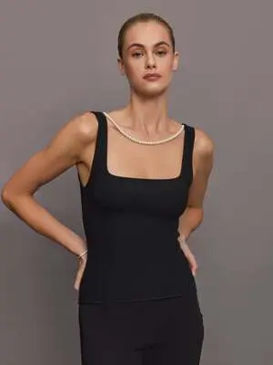 Carbon38 Pearl Necklace Tank - Black