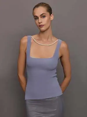 Carbon38 Pearl Necklace Tank - Lavender Grey