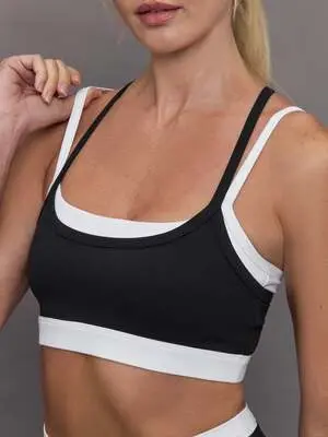 Carbon38 Double Layered Contrast Bra In Melt - Black/white