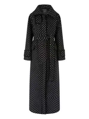 Pinko Pinko Wool Blend Coat With Rhinestone And Stud Embellishments - Black