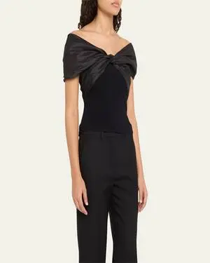 Simkhai Celiana Combo Off-the-shoulder Top - Black