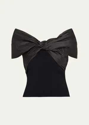Simkhai Celiana Combo Off-the-shoulder Top - Black