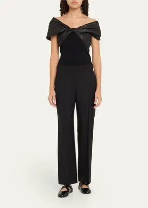 Simkhai Celiana Combo Off-the-shoulder Top - Black