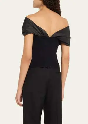 Simkhai Celiana Combo Off-the-shoulder Top - Black