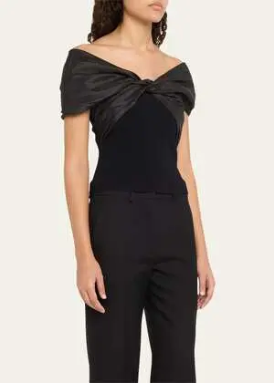 Simkhai Celiana Combo Off-the-shoulder Top - Black