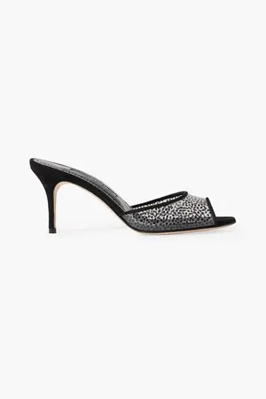 Manolo Blahnik Jadifa 70 Suedetrimmed Pvc Mules