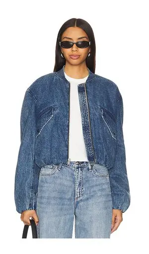 Rag & Bone Maggie Cropped Denim Bomber