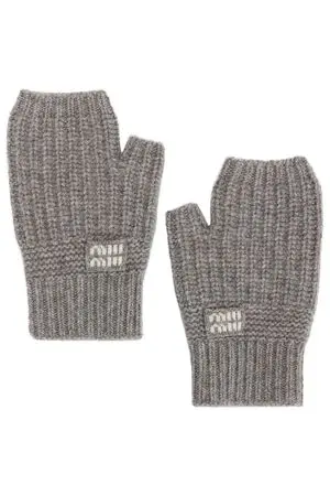Miu Miu Fingerless Mittens - Grey