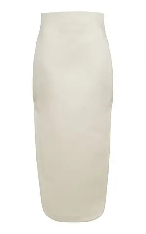 A.W.A.K.E. Mode Slit-detail Satin Midi Skirt - Ivory