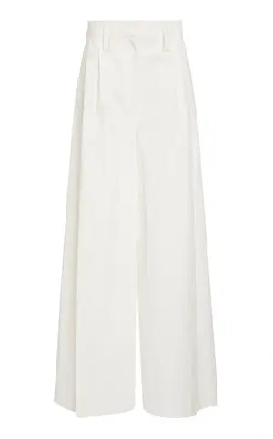 A.W.A.K.E. Mode Full Split Cotton Wide Leg Pants - White