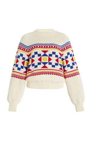HIGH SPORT Lara Fair Isle Knit Cotton Sweater