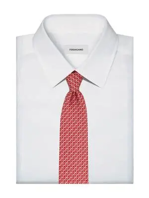 FERRAGAMO Printed Silk Tie - Red