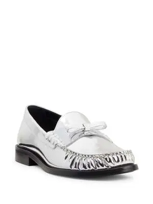 STUART WEITZMAN Lottie Bow Loafers - Silver